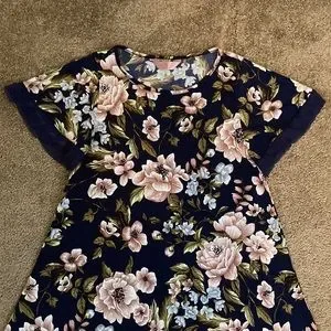 SJS | Dresses | Sjs Navy Blue With Pink And Blue Floral Details Tent ...